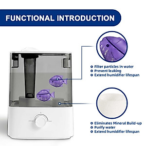 Humidifier Replacement Filter Compatible with Levoit Dual150 Dual200S Classic300 Classic300S LV600S OasisMist450S OasisMist600S Superior 6000S Top-Fill Humidifiers - 10 Filters and 2 Clean Fish
