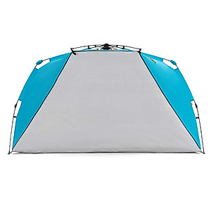 Easthills Outdoors Instant Shader Enhanced Deluxe XL Beach Tent Easy Set Up 4-6 Person Popup Sun Shelter 99" Wide for Family UPF 50+ Double Silver Coating with Extended Zippered Floor Pacific Blue