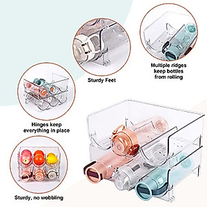 Plastic Stackable Wine & Water Bottle Organizer - Pantry Organizer and Cabinet Organizer - Each Rack Holds 3 Containers, 2 Pack - Clear
