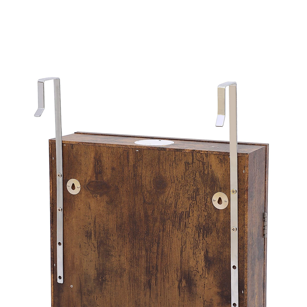 Jewelry Organizer Jewelry Cabinet Standing Jewelry Box with Full Body Mirror and Large Storage Lockable Wooden Cabinet Hung on The Door Or Wall (Antique Walnut)