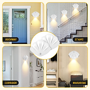WHTAOMILI Motion Sensor Night Light, Battery Operated Wireless Wall Sconces, Magnetic LED Wall Light, Wall Mounted Lamps with 3 Color Temperatures&Dimmable for Bedroom Hallway Stairway-2 Pack (White)