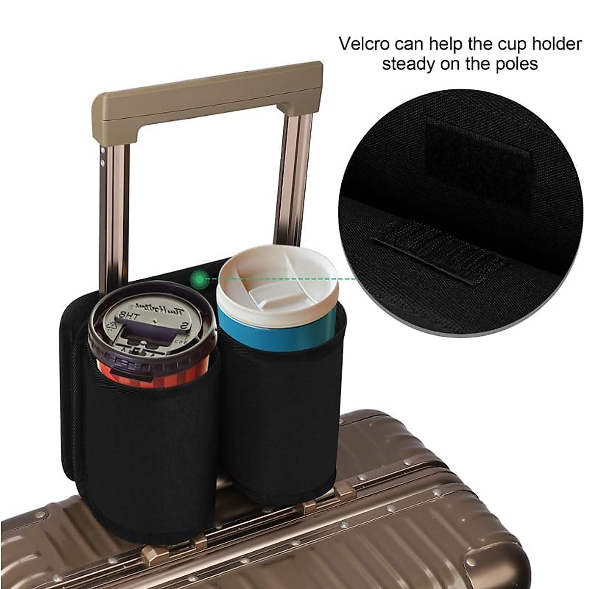 Accmor Luggage Travel Cup Holder,Universal Suitcase Cup Holder, Free Hands Suitcase Drinks Beverage Holder, Luggage Cup Caddy Gifts for Travelers Flight Attendants