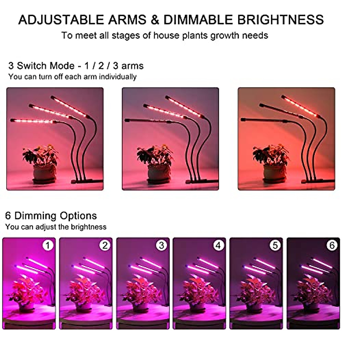 Buteny Grow Lights Plant Light for Indoor Plants Lamps Auto ON/Off Timer