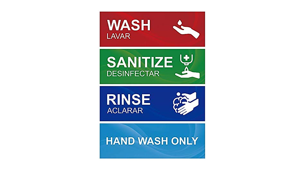 Wash Rinse Sanitize Sink Labels for Commercial Use