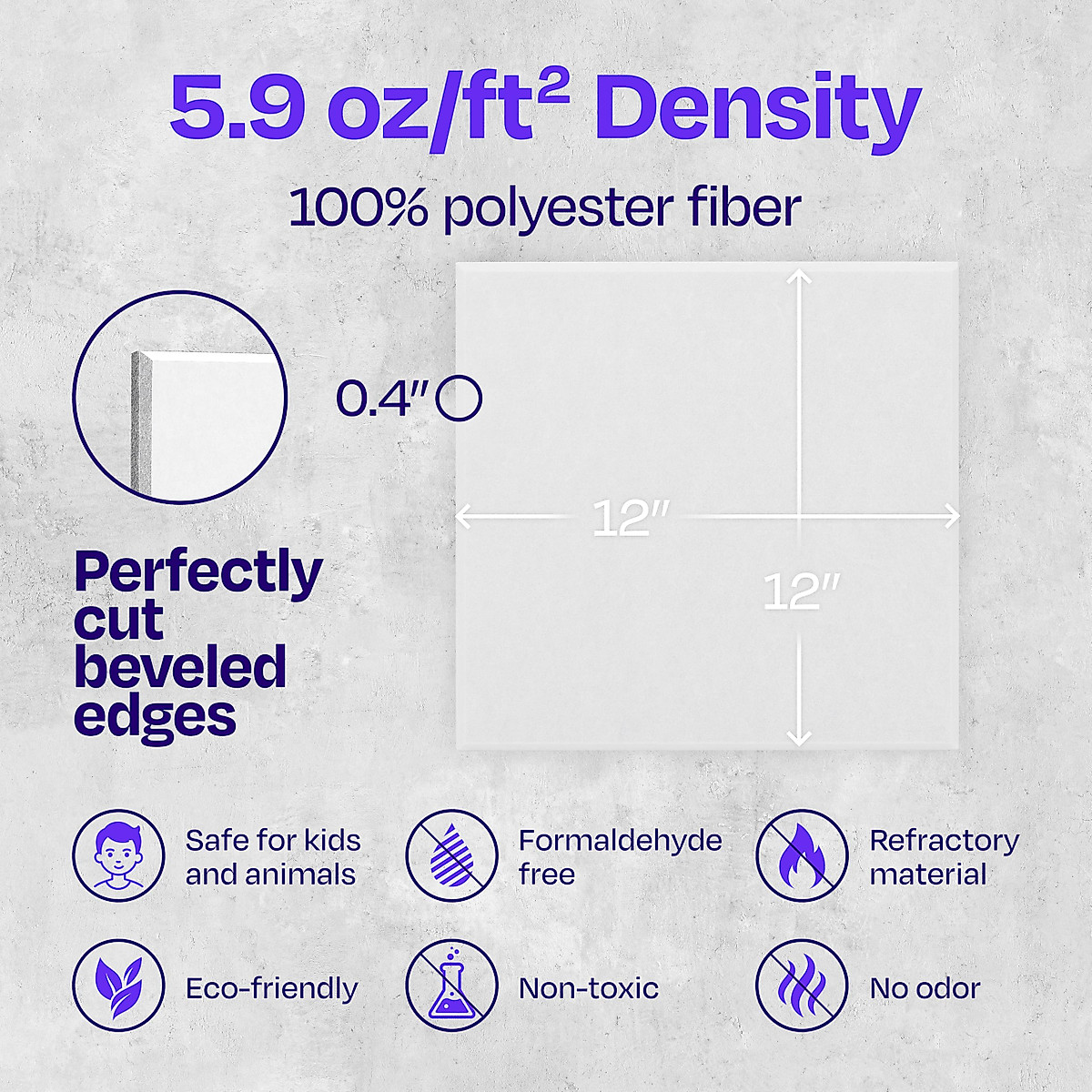 Ekkogo Acoustic Panels 12-Pack Soundproof Wall Panels 12"X12"X0.4" Sound Panels High Density Sound Dampening Panels - [White Square]