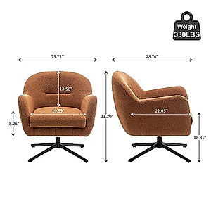 Art Leon Swivel Accent Chair, Modern Sherpa Fabric Upholstered Arm Chair, Single Sofa Chair with Metal Legs for Living Room Bedroom, Brown