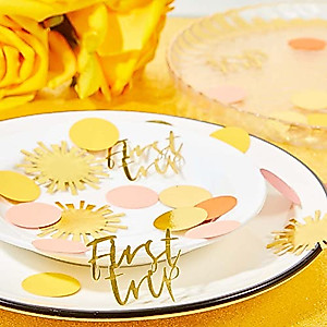 300 Pcs Boho Sun Confetti First Trip Around the Sun Birthday Decorations Muted Confetti First Trip Paper Confetti Sunshine Party Decorations Baby Shower Hippie Groovy Party Wedding Table Decors