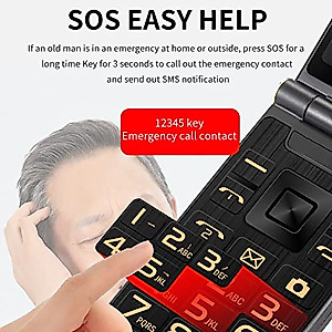 3.0 Inch 3G Flip Cover Cell Phone for Seniors with Internal and External Dual Screen Display, Large Buttons and Fonts, Built in LED Flashlight, One Touch Family Number(Gold)