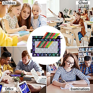 Dragon Scales Pencil Pouch for 3 Ring Binder 2 Pack Binder Pencil Case with Clear Window Pencil Bags with Zipper for College Office Daily Supplies