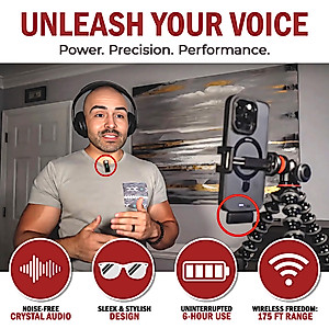 TikTalkPro Wireless Lavalier Microphone for iPhone - 2 Pack 2.4Ghz Mic, Audio w/Noise Canceling - Long Range Up to 175ft - Easy to Use for Video Recording, Podcast