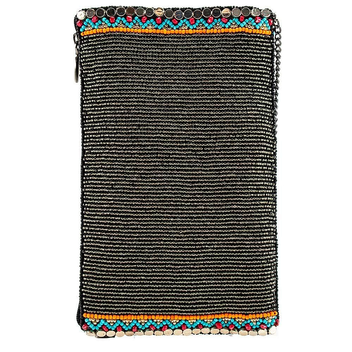 Mary Frances Flaming Hearts Beaded Crossbody Phone Bag, Pewter