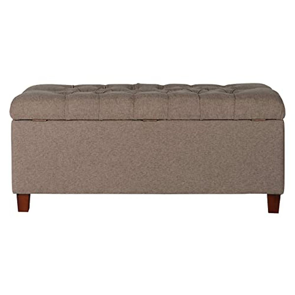 Homepop Home Decor | Tufted Ainsley Button Storage Ottoman Bench with Hinged Lid | Ottoman Bench with Storage for Living Room & Bedroom, Brown
