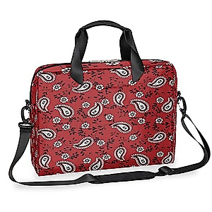 Paisley Red Pattern Laptop Bag for Women Men Business Crossbody Computer Bag Laptop Case Water Resistant Travel Messenger Briefcase with Handle Fits 13 14 15 16 Inch Notebook and Laptop