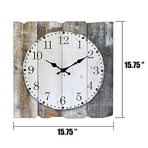 Stonebriar Square 15" Rustic Farmhouse Worn Wood Arabic Number Battery Operated Wall Clock