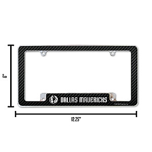 Rico Industries NBA Dallas Mavericks Carbon Fiber 12" x 6" Chrome All Over Automotive License Plate Frame for Car/Truck/SUV