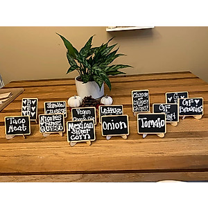 20 Pcs Mini Chalkboard Signs with Stand, Food Signs for Party Buffet, Table Numbers, Place Cards Display, Weddings, Buffet, Small Blackboards Wood Little Chalkboard