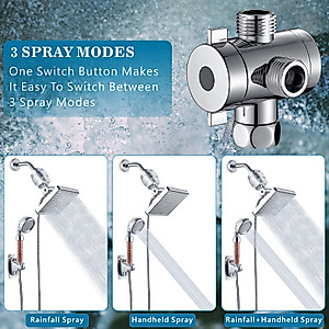 Voolan Filtered Shower Head, High Pressure Rain Shower with Handheld Shower Filter Combo with Self-adhesive Holder/59" Hose -1 Replaceable Filter Cartridge (Chrome)