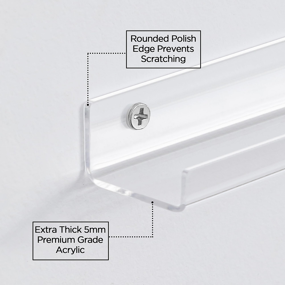 HBlife 6 Pack Vinyl Record Shelf Wall Mount, 4 Inch Clear Acrylic Album Record Holder, Vinyl Display Shelves and Album Frame for Bedroom, Living Room, Store and Home