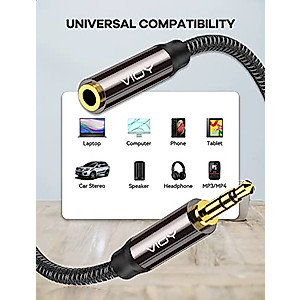 VIOY Headphone Extension Cable 10FT,[Copper Shell, Hi-Fi Sound] 3.5mm Male to Female Stereo Audio Cable Nylon Braided Aux Cord for Smartphones, Tablets, Media Player