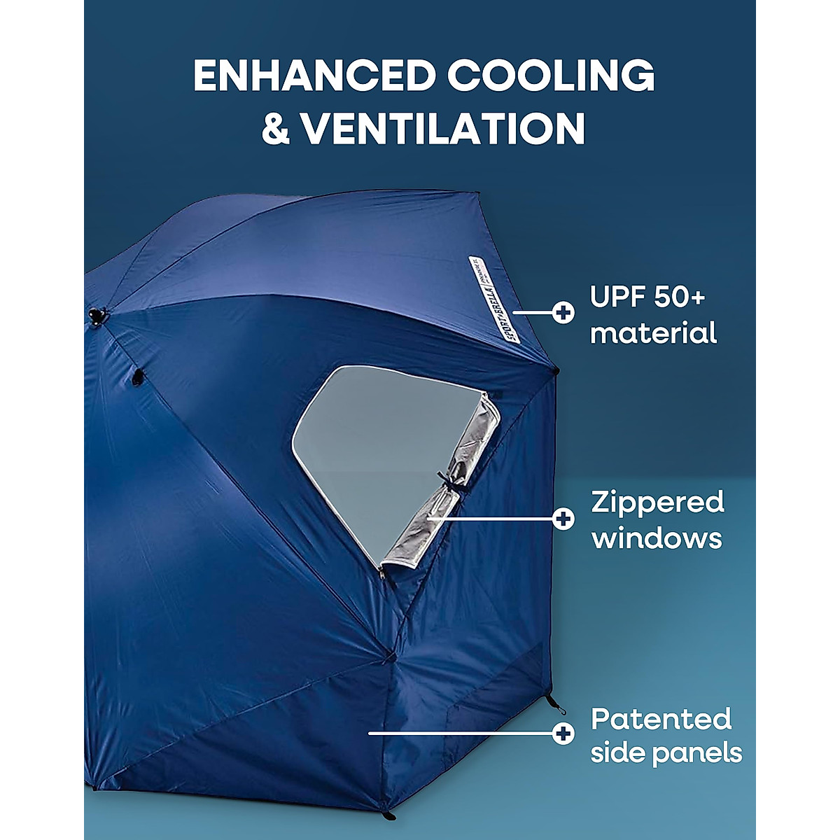 Sport-Brella Premiere XL UPF 50+ Umbrella Shelter for Sun and Rain Protection (9-Foot, Blue)