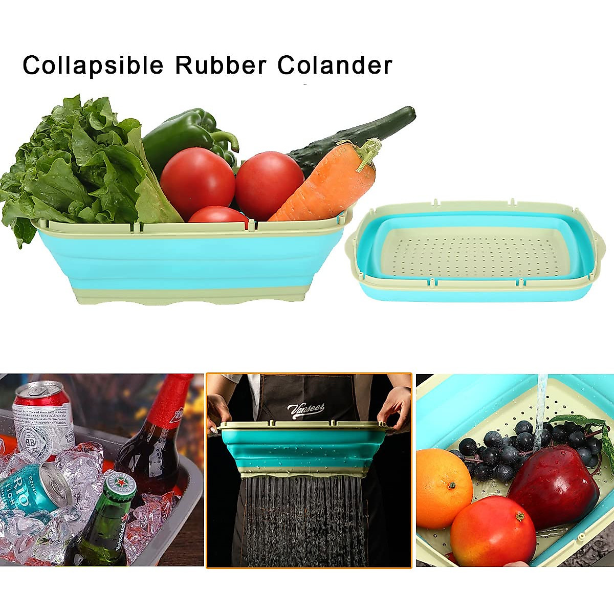 AOFUXTI Collapsible Cutting Board - Camping Cooking Utensil Set 10 in 1 Picnic BBQ RV Camper Accessiors Home Kitchen Kim Washing Dishes, Multi-Function Slicer Medium Green