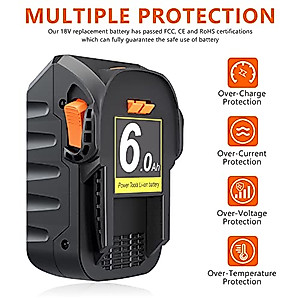 [Upgraded] 6.0Ah 18V Replacement Battery Compatible with RIDGID 18V Drill Battery R840085 R840086 R840087 R840083 R840084 AC840087P AC840086 AC840085 Power Tool Replacement Battery for RIDGID (2Pack)