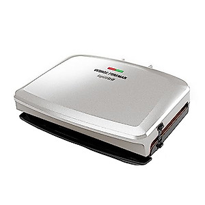 George Foreman 5-Serving Removable Plate Electric Indoor Grill and Panini Press - White Gold with Bronze Plates