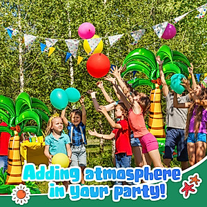 Libima 4 Pcs 52 Inch 3D Big Palm Tree Balloons Foil Balloons Birthday Wedding Party Decor Inflatable Palm Tree Balloons for Kids Adults Hawaiian Luau Party Baby Shower Ball Summer Theme Decorations