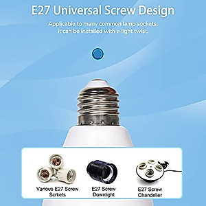 ORLMA Wireless WiFi Light Bulb Camera, 360 Degree E27 Bulb Security Camera Outdoor, Home Surveillance Cameras System with Human Motion Detection and Alarm (White-2PC)