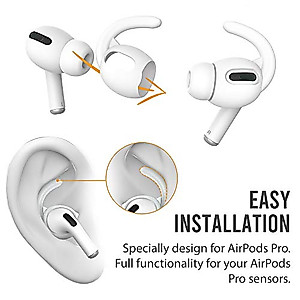 CANOPUS Replacement Earbud Tips and Ear Hooks, 3 Pairs of Black Anti-Slip Memory Foam Tips (S, M, L) + 3 Pairs (White, Black & Blue) of Ear Hooks, Compatible with Apple AirPods Pro