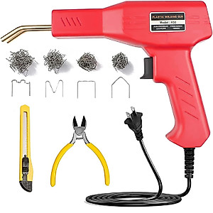 50w Hot Stapler,Plastic Welding Machine Car Bumper Repair Kit with Plier, knife,Flat/Outside Corner/Inside Corner/Wave Staples Welding Repairing Machine Welder Gun Repair (Red)