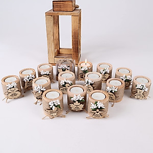 Pack of 10-15-25-35-50-100 Personalized Wood Tealight Candle Holder Custom Tealight Candle Holder Decorations Wooden Cylinder Candle Holders for Table Centerpiece (Light Brown, Party-Favor)