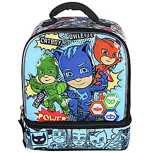 AI ACCESSORY INNOVATIONS PJ Masks Comic Book 3-D Character Dual Compartment Insulated Lunch Bag Tote