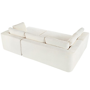 Yogald 135.6‘’ L-Shaped 4 Seats Sectional Cloud Sofa with 2 Chaise Lounges, Minimalist Style Oversized Modular Sofa, Comfy Upholstered Luxury Floor Couch Set, for Living Room Office Apartment (Beige)