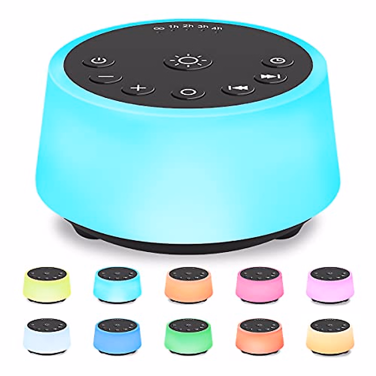Color Noise Sound Machines with 10 Colors Night Light 25 Soothing Sounds and Sleep White Noise Machine 32 Volume Levels 5 Timers Adjustable Brightness Memory Function for Adults Kids Baby (Black)