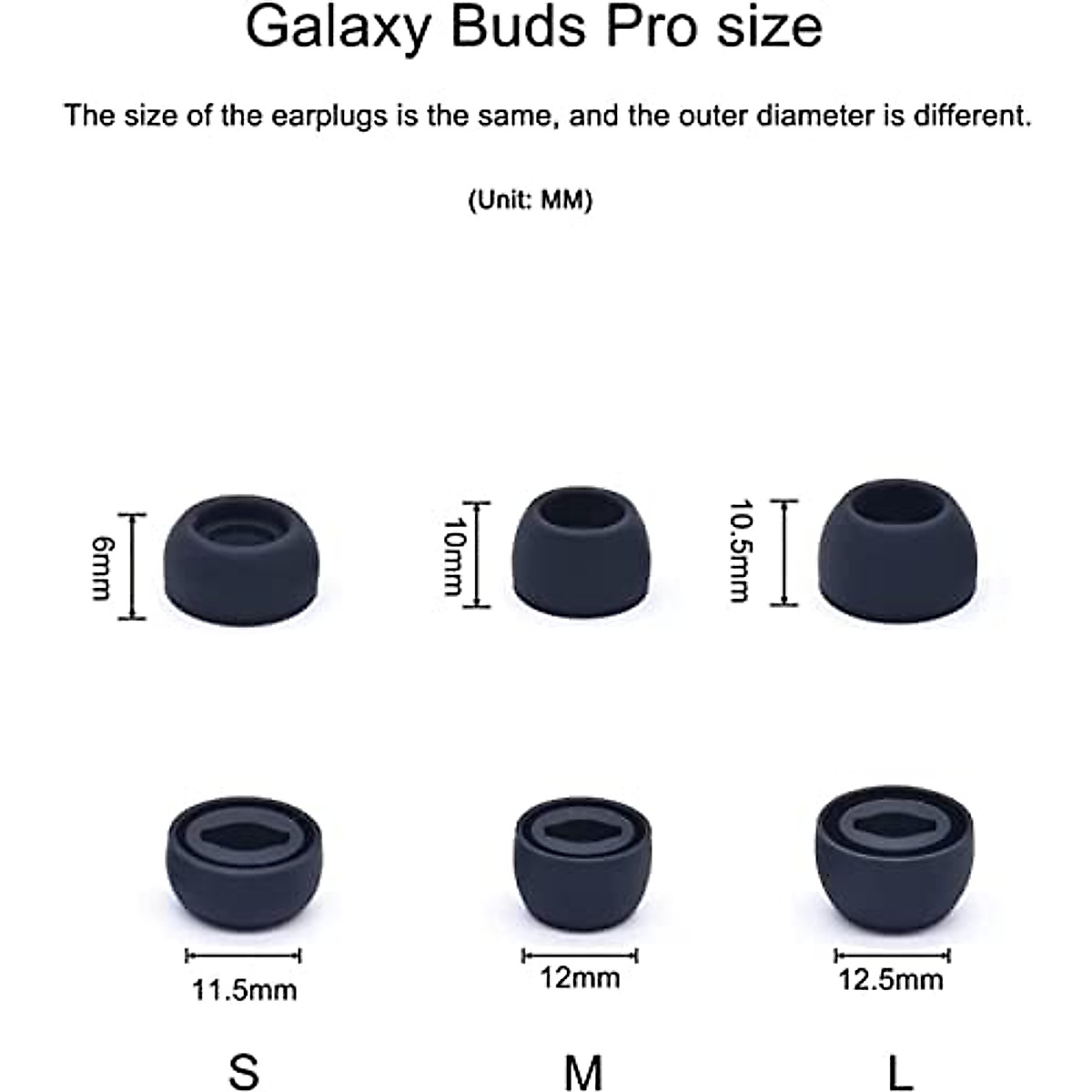 Adhiper Silicone Earbuds Replacement Buds Pro Earbuds Earmuffs Compatible for Samsung Galaxy Buds Pro Earplugs-fit in The Charging case, Noise-Reducing Non-Slip Silicone Earplugs with Filter (Black)