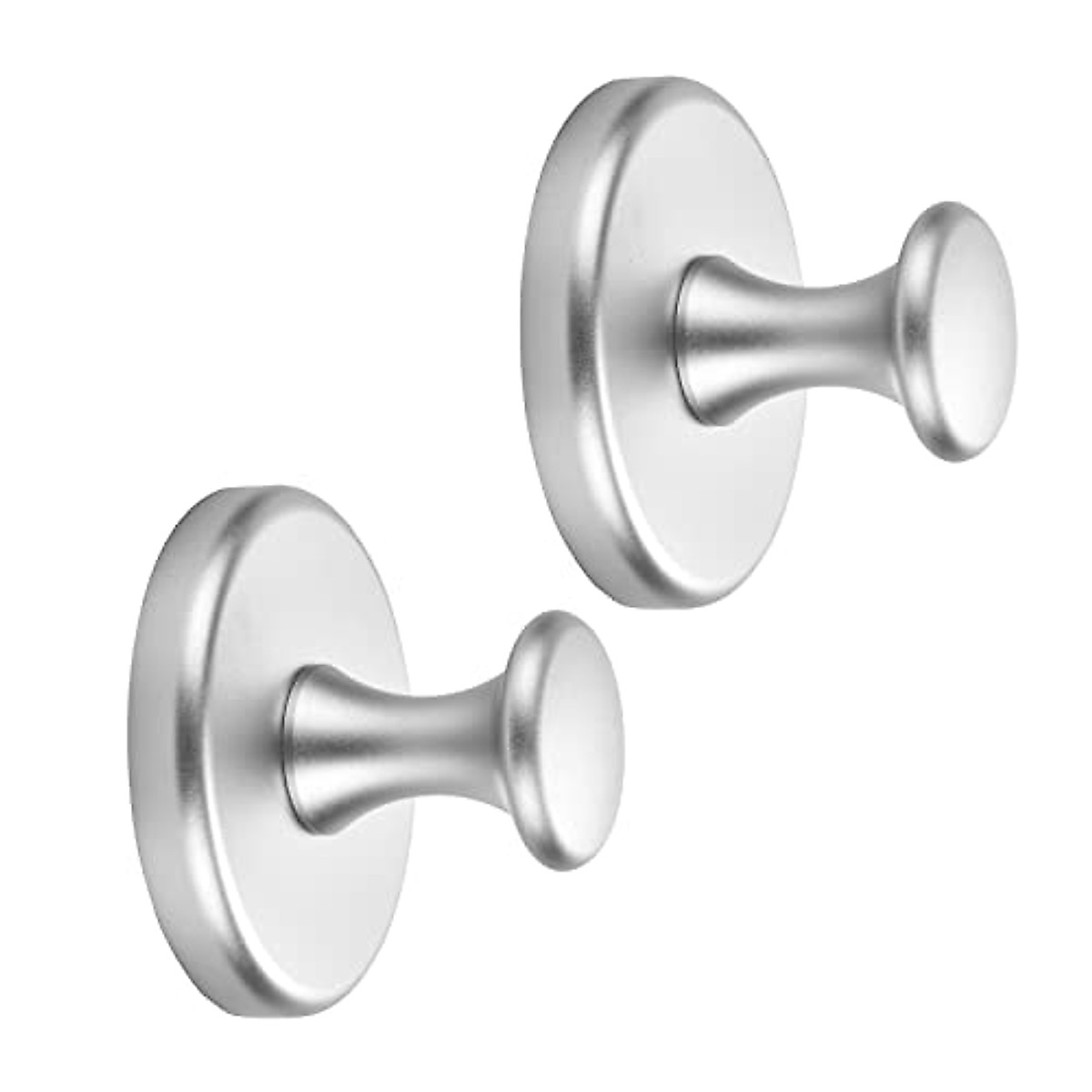 Bathroom Towel Hooks ,Aluminum Coat Robe Hangers,Tape or Screw Install, Heavy Duty Wall Hooks, Wall Mounted Shower Hooks for Clothes Hanging Bathroom Kitchen，2 Packs-Silver Matte Finish