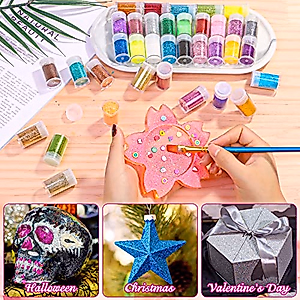 36 Colors Glitter Set for Resin, Audab Fine Glitter Craft Glitter Powder Assorted Resin Glitter Cosmetic Nail Glitter for Hair, Face, Body Makeup, Slime, Resin Tumblers, Epoxy Molds