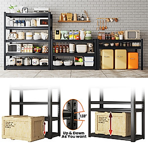 LLIIFFEE Storage Shelves 2000LBS Heavy Duty Garage Shelving Adjustable 5 Tier Metal Shelving Unit Industrial Utility Rack for Garage Storage, Basement, Warehouse Organization (15.7" D*35.4" W*72" H)