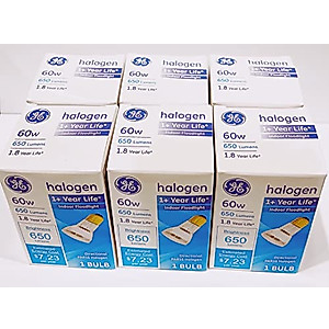 GE Lighting 40673 60-Watt, 120V Edison Halogen Floodlight PAR16 Light Bulb 6 Pack