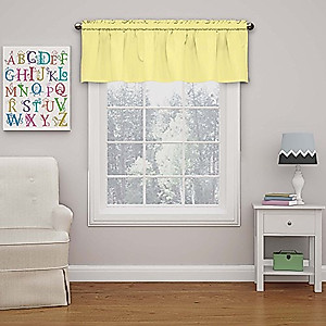 Eclipse Microfiber Valance Curtain For Windows, Solid, Rod Pocket For Kitchen, Living Room, Bedroom, And Bathroom, Single Panel, 42 in x 18 in, Yellow
