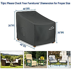 Miushion 2 Pack Patio Chair Covers, 40" W x 40" D x 36" H Heavy Duty 600D Outdoor Deep Seat Lounge Club Chair Cover, Waterproof UV Resistant Outdoor Patio Chair Furniture Cover, Black