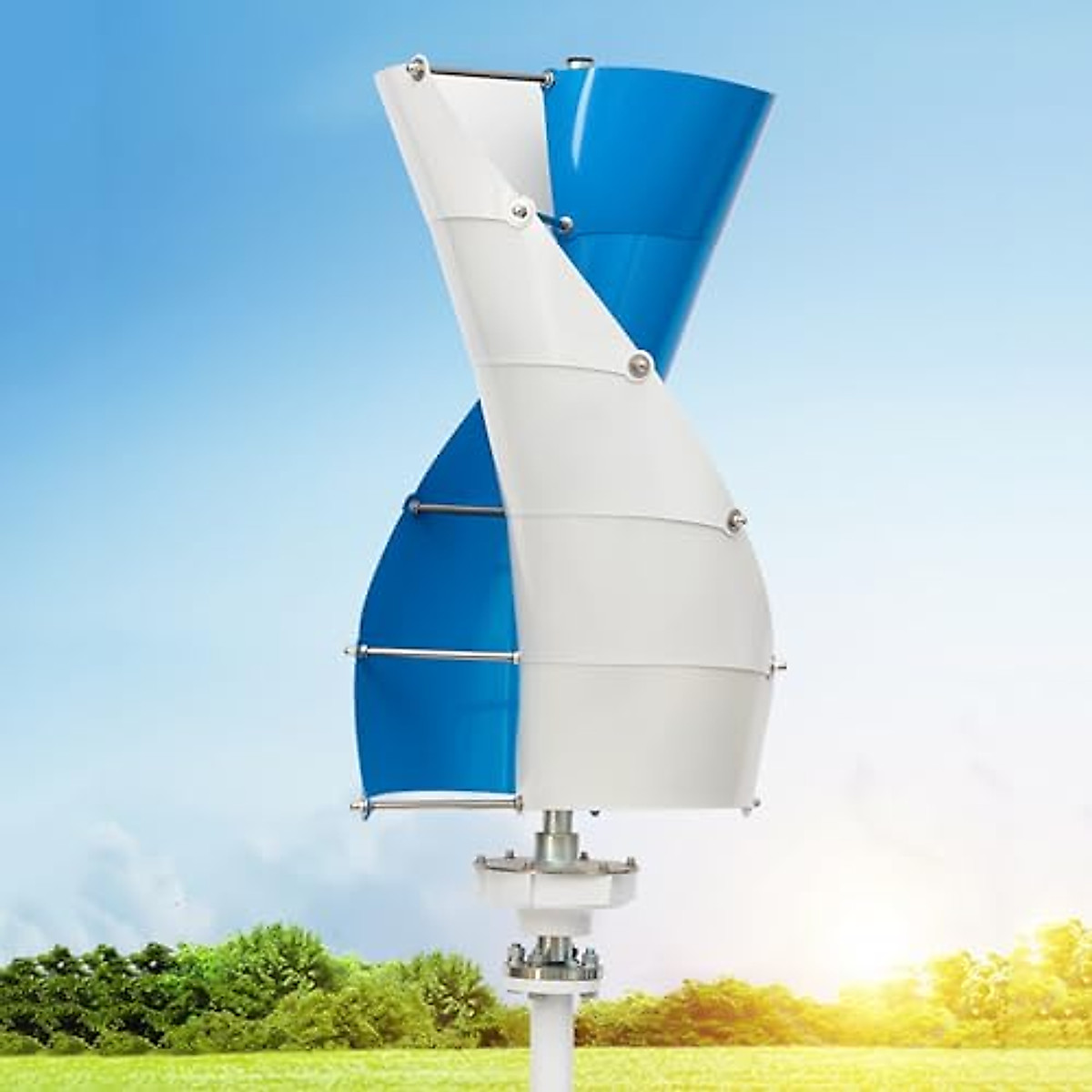OLONETO 3KW Wind Turbine Generator Kit 12v 24v 48v 96v with Controller + 100W*2 Solar Panels Vertical Axis Wind Turbine Generator Home Wind and Solar Hybrid System (Color : 48V)
