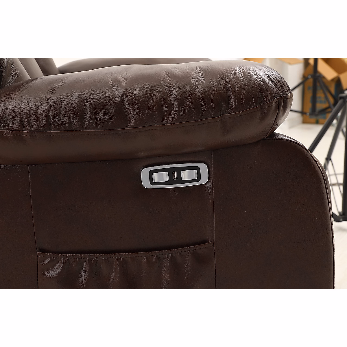 RISAR Double Motors Large Power Lift Recliner Chair with Massage and Heat for Elderly Assisted Standing Up, Breathable Leather, Easy to Assemble