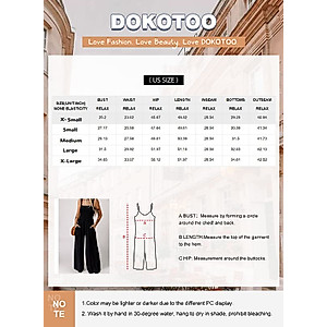 Dokotoo Womens Overalls Blue Jumpsuits for Women Casual Loose Fit Solid Color Wide Leg One Piece Sleeveless Jumpsuit Long Pant Rompers with Pockets Medium