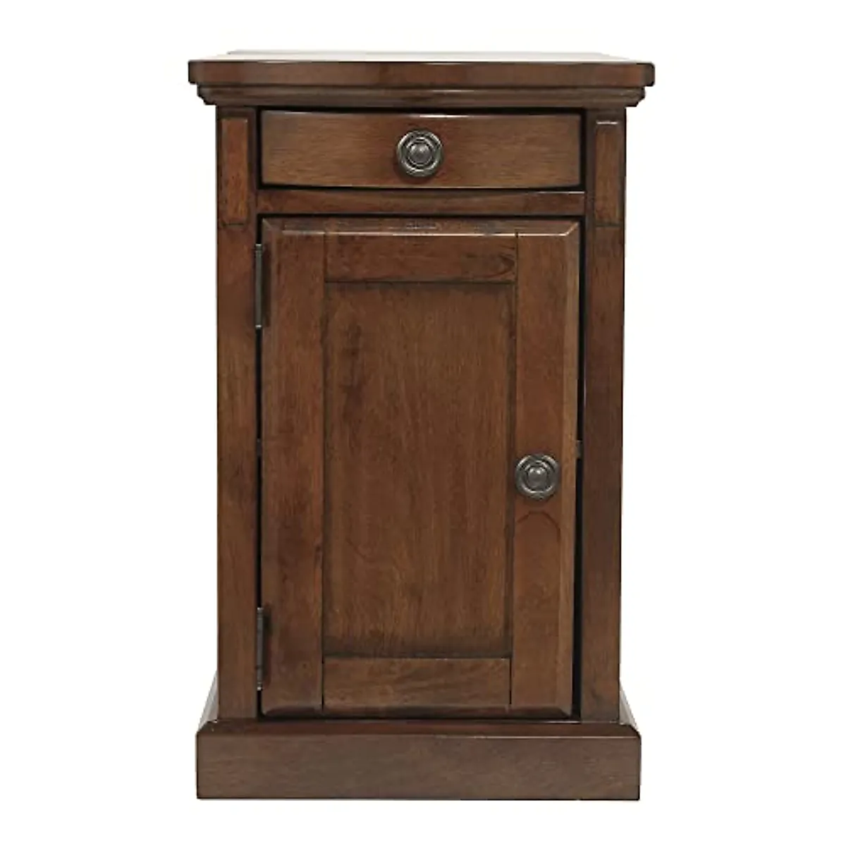 Signature Design by Ashley Laflorn Traditional Chair Side End Table with 2 USB Ports & Outlets, Medium Brown