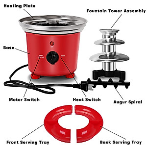 16-Ounce Chocolate Fondue Fountain, 3-Tier MINI Chocolate Fountain, Electric Melting Machine with 6PCS Fondue Fork and Removal Fruits/Nuts/Treats Serving Tray for BBQ Sauce,Ranch,Nacho Cheese,Liqueurs