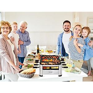 TAMARIT Raclette Cheese Table Grill Portable Electric Indoor Korean BBQ Grill 1400W Raclette Party Grill with Reversible Nonstick Extra Large Grill Plate Raclette Grill for Home Party, Stainless Steel