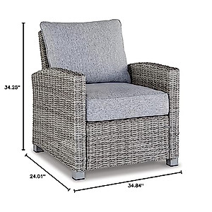 Signature Design by Ashley Naples Beach Contemporary Outdoor Lounge Chair with Cushion, Light Gray