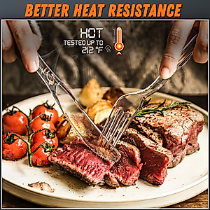 Dipoo 7.5" Clear Plastic Knives Heavy Duty Upgraded Heat Resistant & BPA Free, Solid and Durable Plastic Cutlery, Premium Disposable Knives, for Party Supply(84 Count)